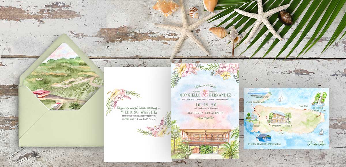 Vibrant Destination Wedding Invitation at Hacienda Eucaliptos, Puerto ...