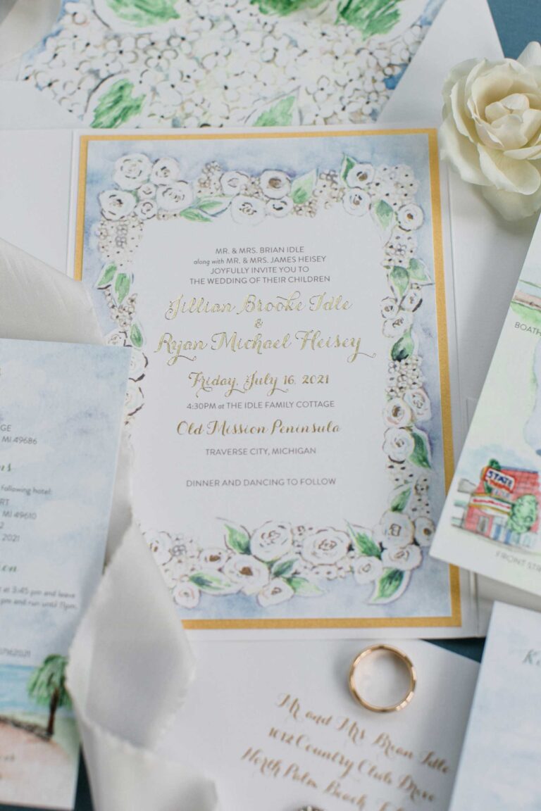 A Romantic Hydrangea Wedding Invitation Suite – Hand-Painted Weddings