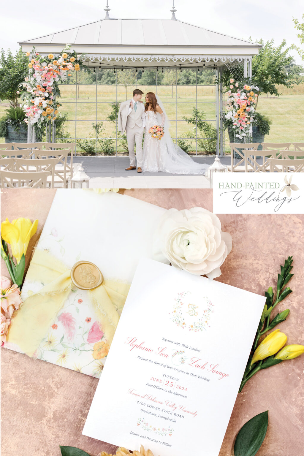 Romantic Watercolor Wedding at Terrain Delaware Valley – Hand-Painted ...